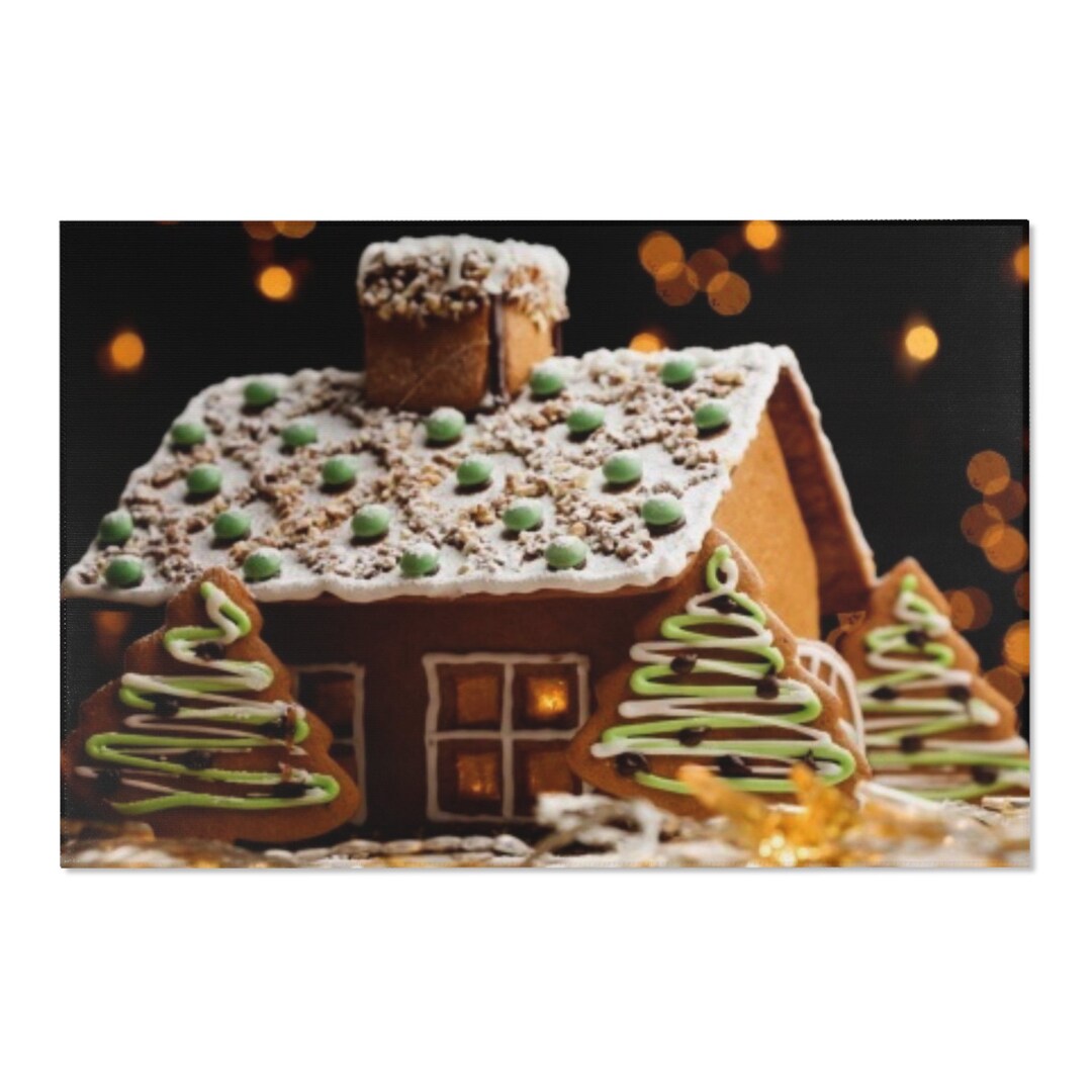 Green Gingerbread House Christmas Yuletide Area Rugs - Etsy