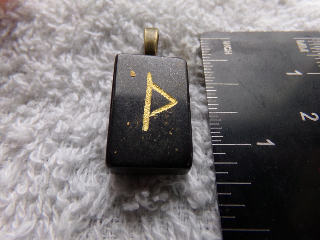 Obsidian Thorn/thurisaz/thor Rune Stone Pendant Crystal Witch Magick ...