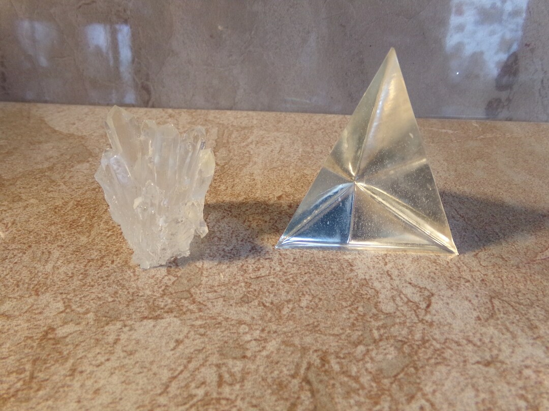 Clear Crystal Cluster and Clear Pyramid Miniatures or Paperweights - Etsy