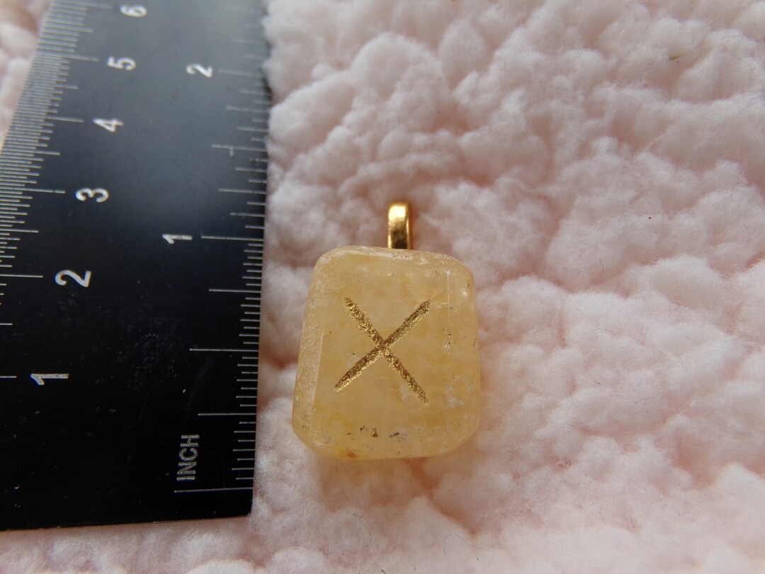 Yellow Aventurine Gebo/gyfu/geofu/gifu Rune Stone Pendant - Etsy