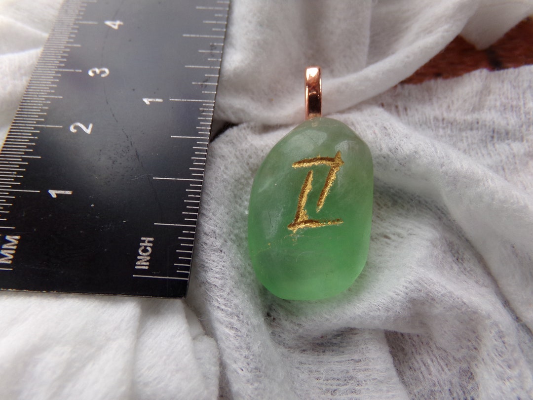 Green Fluorite Jera/ger Rune Stone Pendant - Etsy