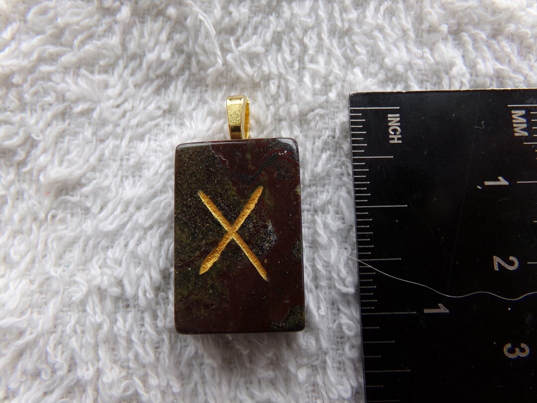 Gebo/gyfu/geofu/gifu Dragon Bloodstone Rune Stone Pendant Crystal Witch ...