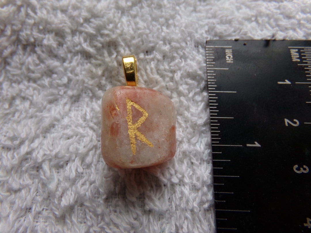 Sunstone Raido/raidho/rad/reidh Rune Stone Pendant Crystal Witch Magick ...