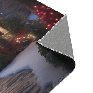 Lighted Christmas House Red Pine Trees Yuletide Area Rugs - Etsy