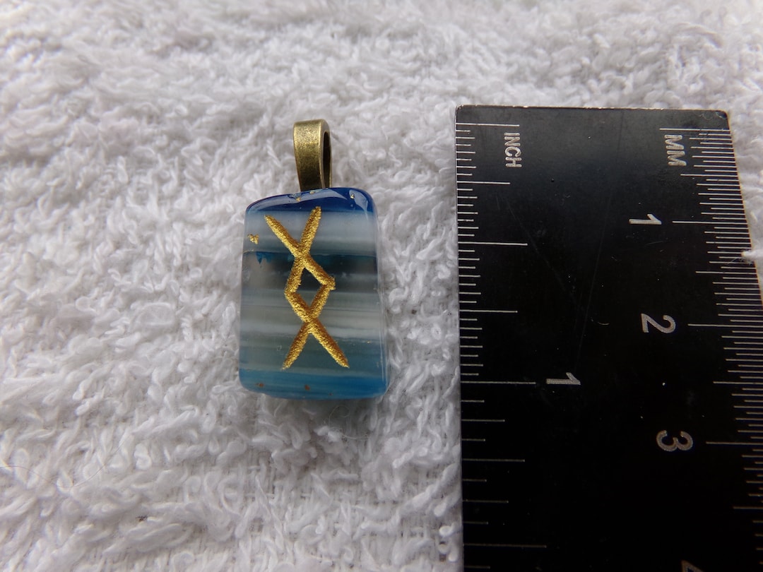 Ingwaz/ingwuz/ing Genuine Blue Onyx Rune Stone Pendant Crystal Witch ...