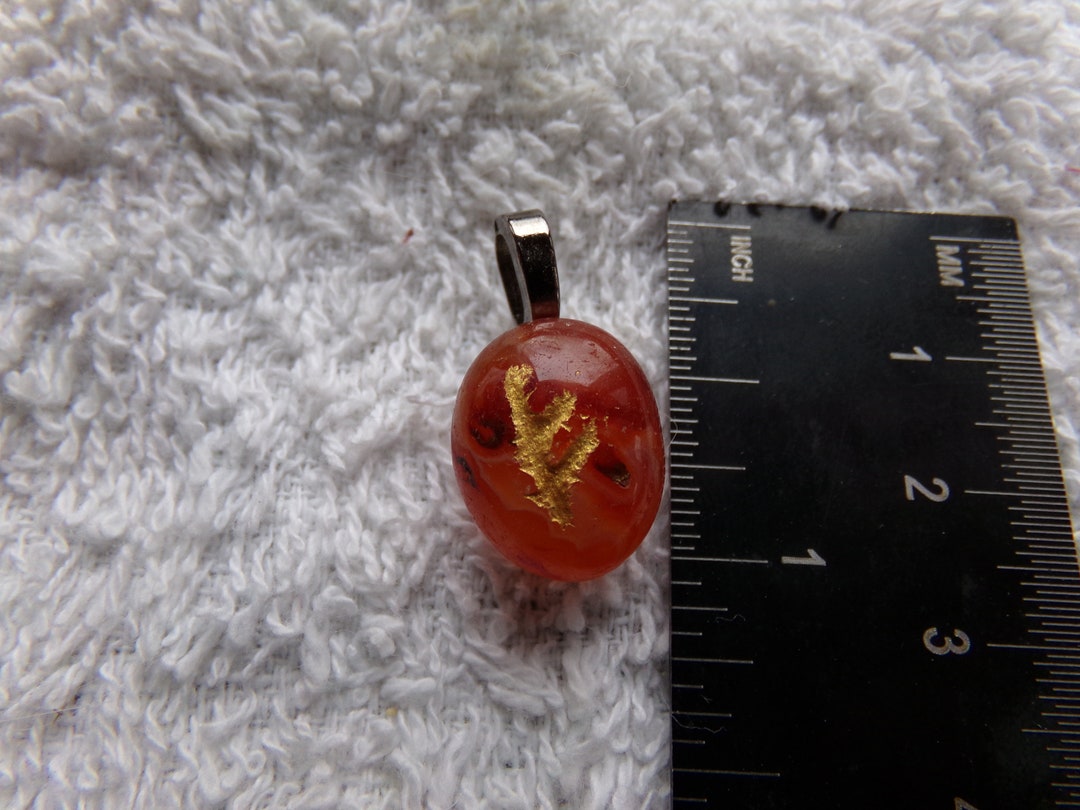 Genuine Carnelian Frey/fehu/feoh Rune Stone Pendant Crystal - Etsy