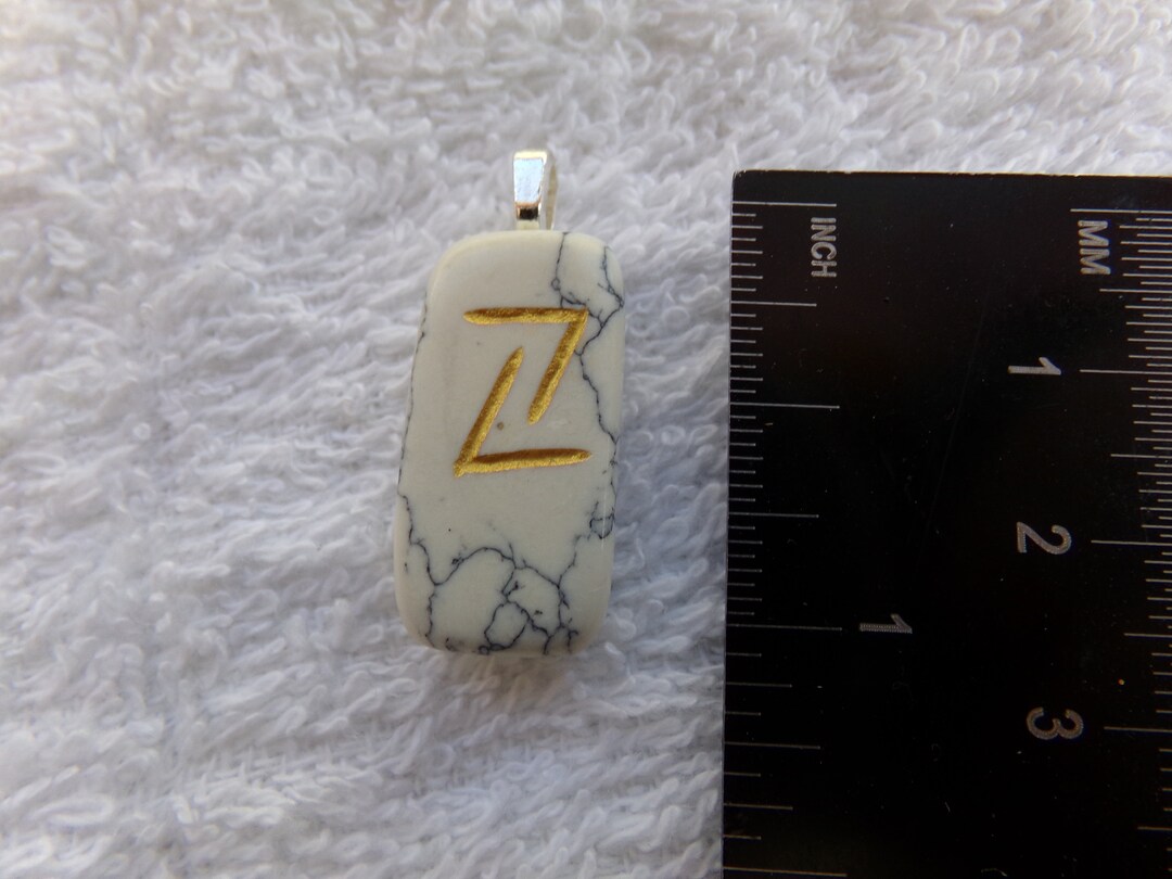 Jera/ger Genuine Howlite Rune Stone Pendant Crystal Witch Magick Shoppe ...
