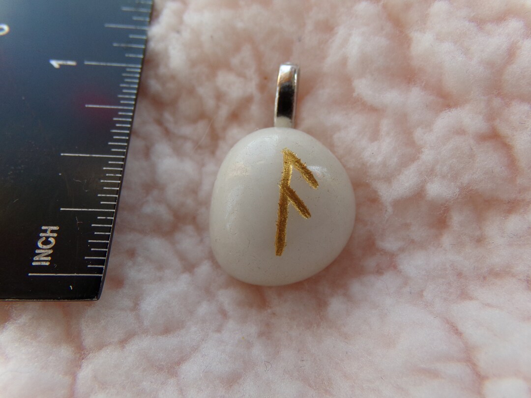 White Agate Ansuz/os/as/aesir Rune Stone Pendant - Etsy