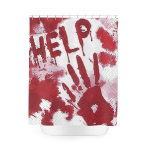 Bloody Help Handprint Halloween Shower Curtain - Etsy
