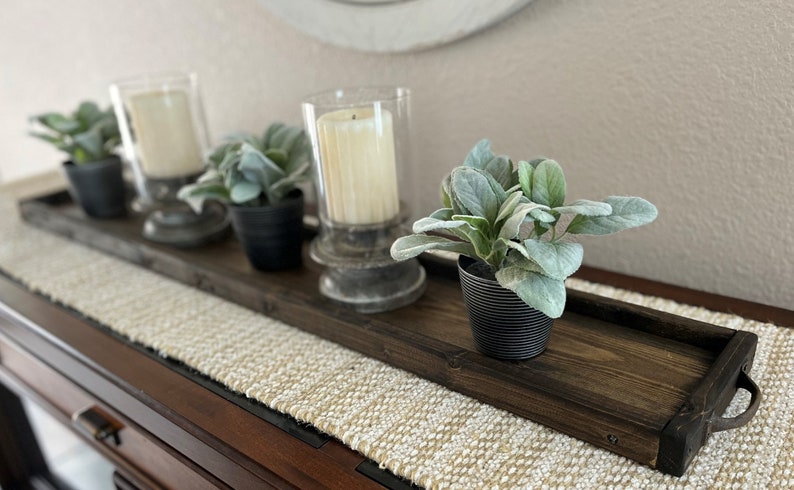 7" Width X 2 to 6 Feet - Rustic Farmhouse Long Wood Tray With Handles ...