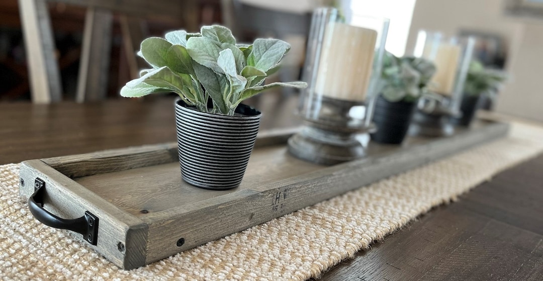 7" Width X 2 to 6 Feet - Rustic Farmhouse Long Wood Tray With Handles ...