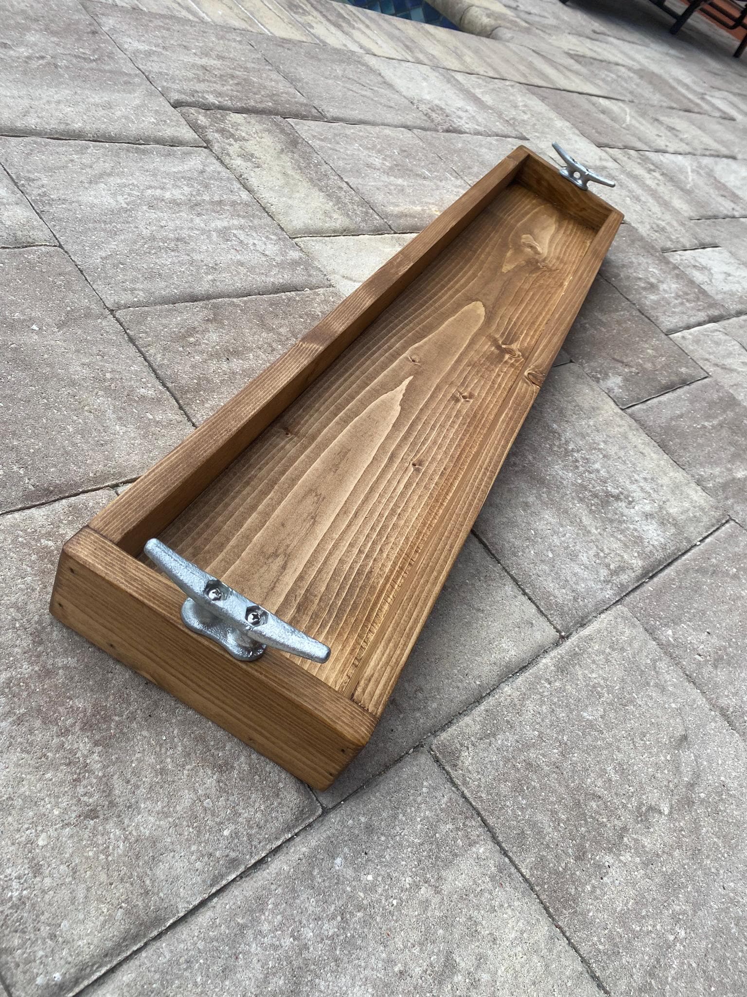 Rustic Farmhouse Wood Tray: Boat Cleat Handles, Table Centerpiece - Etsy