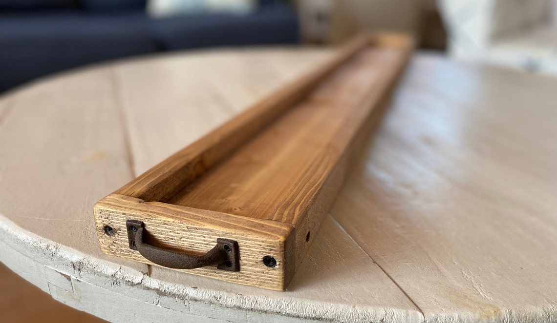 7" Width X 2 to 6 Feet - Rustic Farmhouse Long Wood Tray With Handles ...