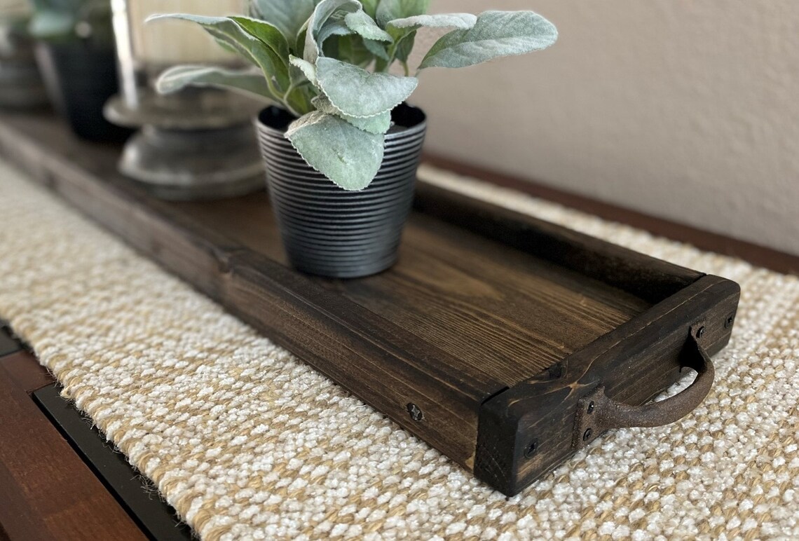 7" Width X 2 to 6 Feet - Rustic Farmhouse Long Wood Tray With Handles ...