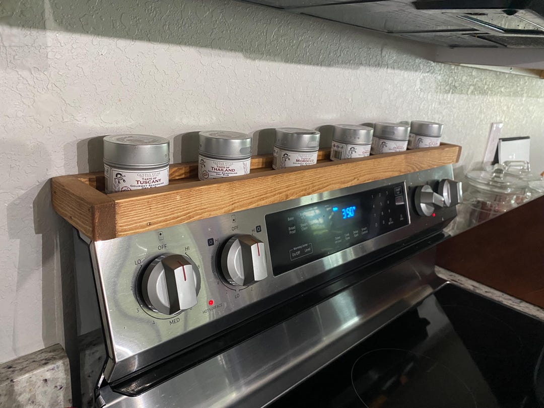 Stove Top Spice Rack Tray Caddy, Magnetic Spice Rack Over the Stove Top ...