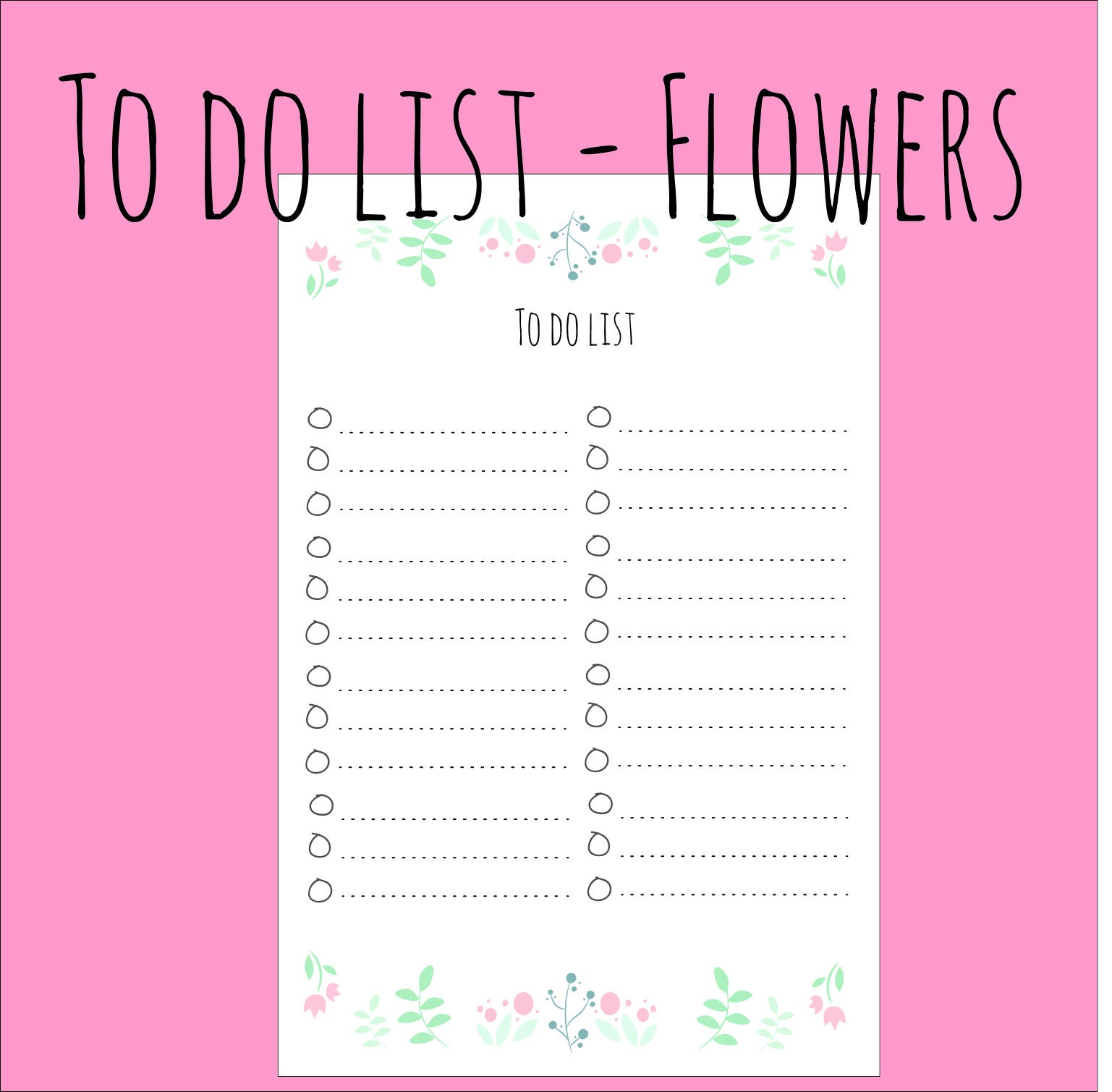 To Do List Flowers Printable - Etsy