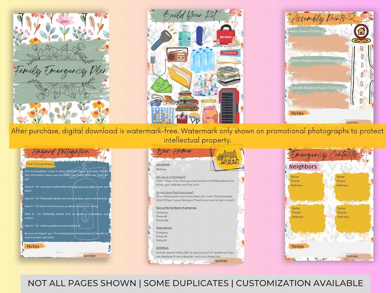 Family Emergency Plan Binder Printable | Cute Aesthetic Watercolor ...