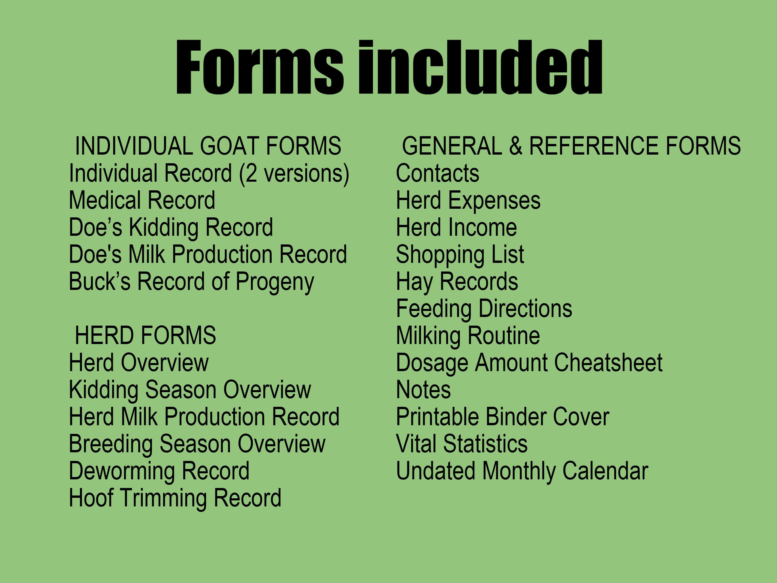 Printable Goat Health Record Forms - Printable Forms Free Online