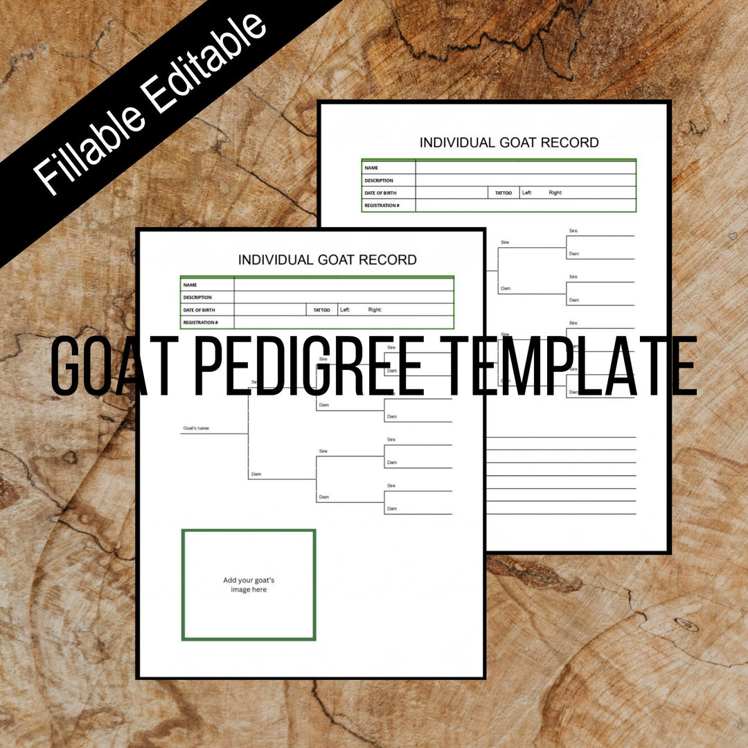 Goat Pedigree/id Form, Fillable Form, Editable, Type in Fields ...