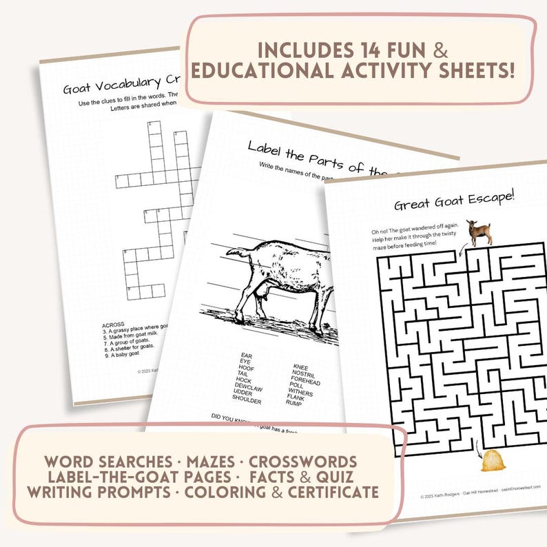 Goat Activity Sheets for Kids: 15 Printable Goat-themed Worksheets ...
