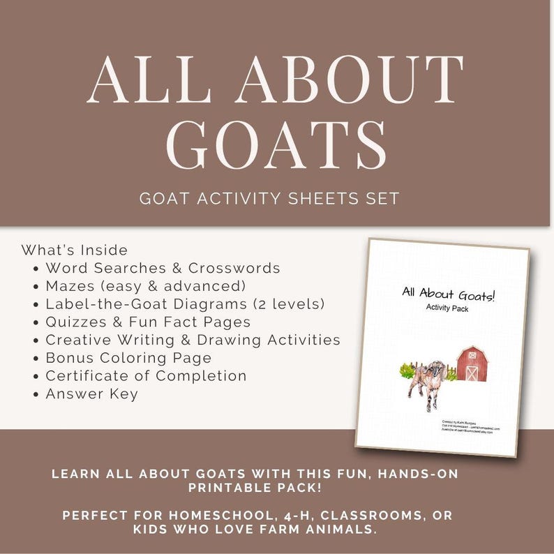 Goat Activity Sheets: 15 Printable Goat-themed Worksheets, Mazes ...