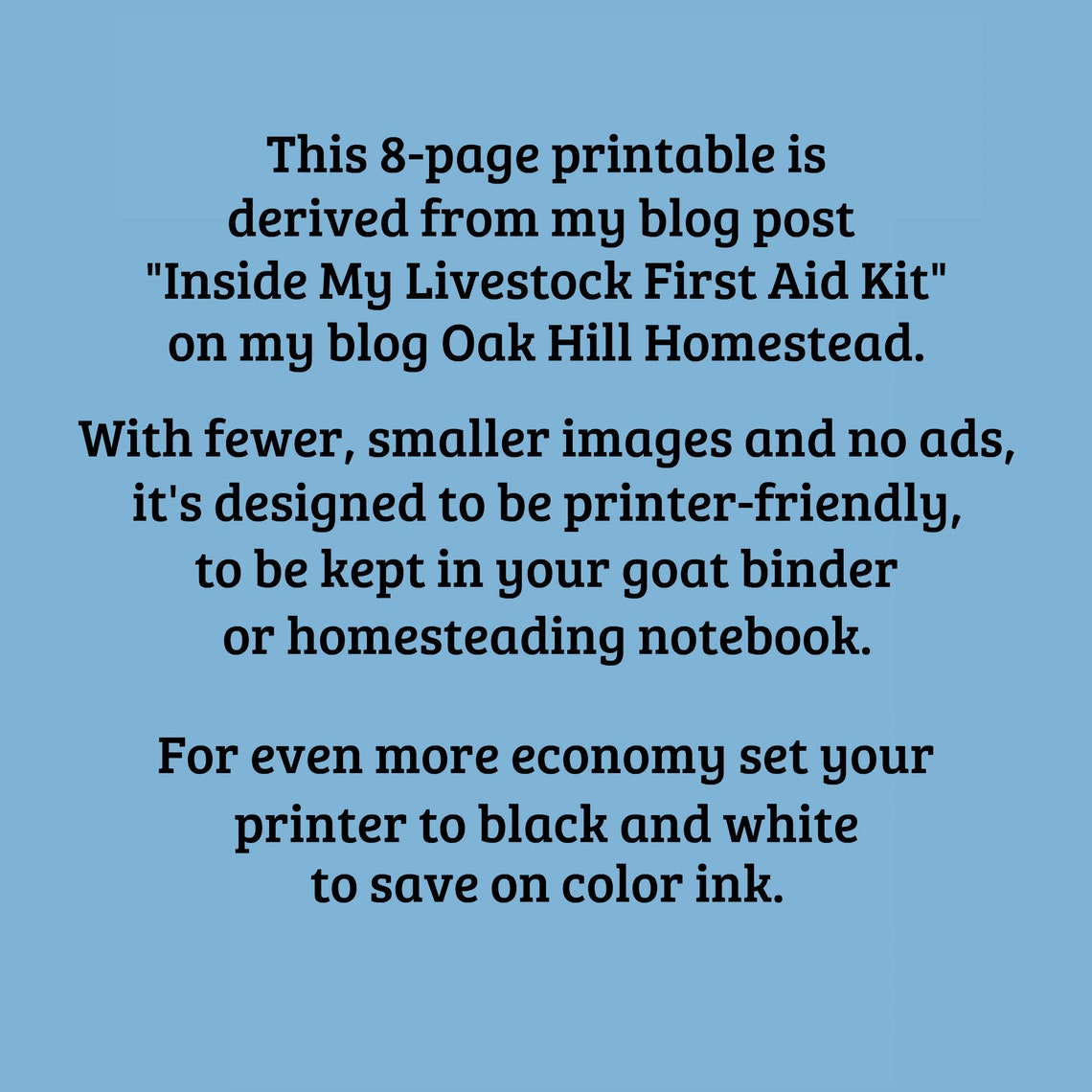 Livestock First Aid Kit - Printable for Goat Binder, Goat Log Book ...