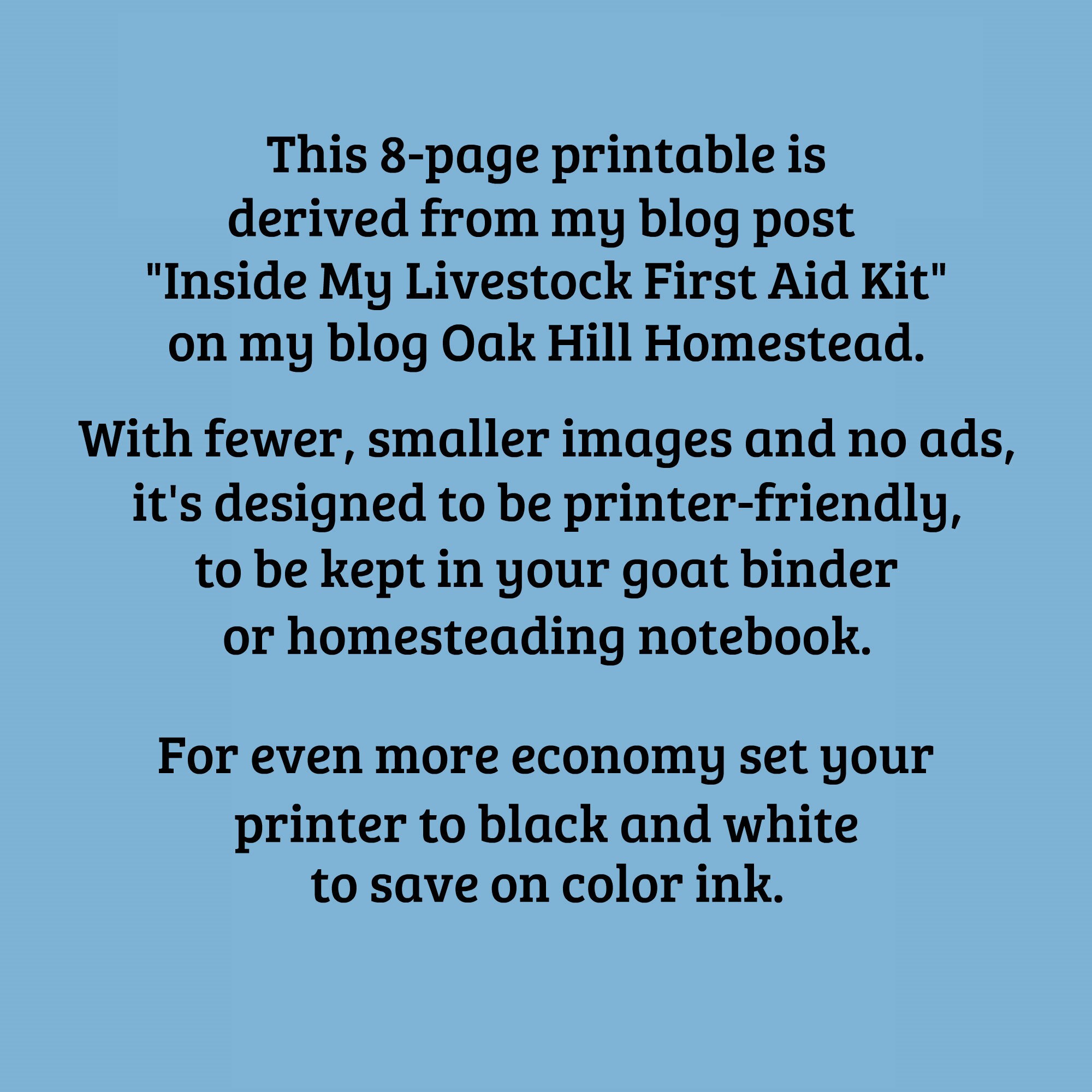 Livestock First Aid Kit - Printable for Goat Binder, Goat Log Book ...