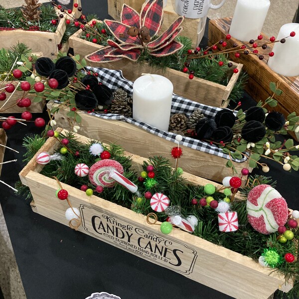 Christmas Wooden Box Centerpieces - Etsy