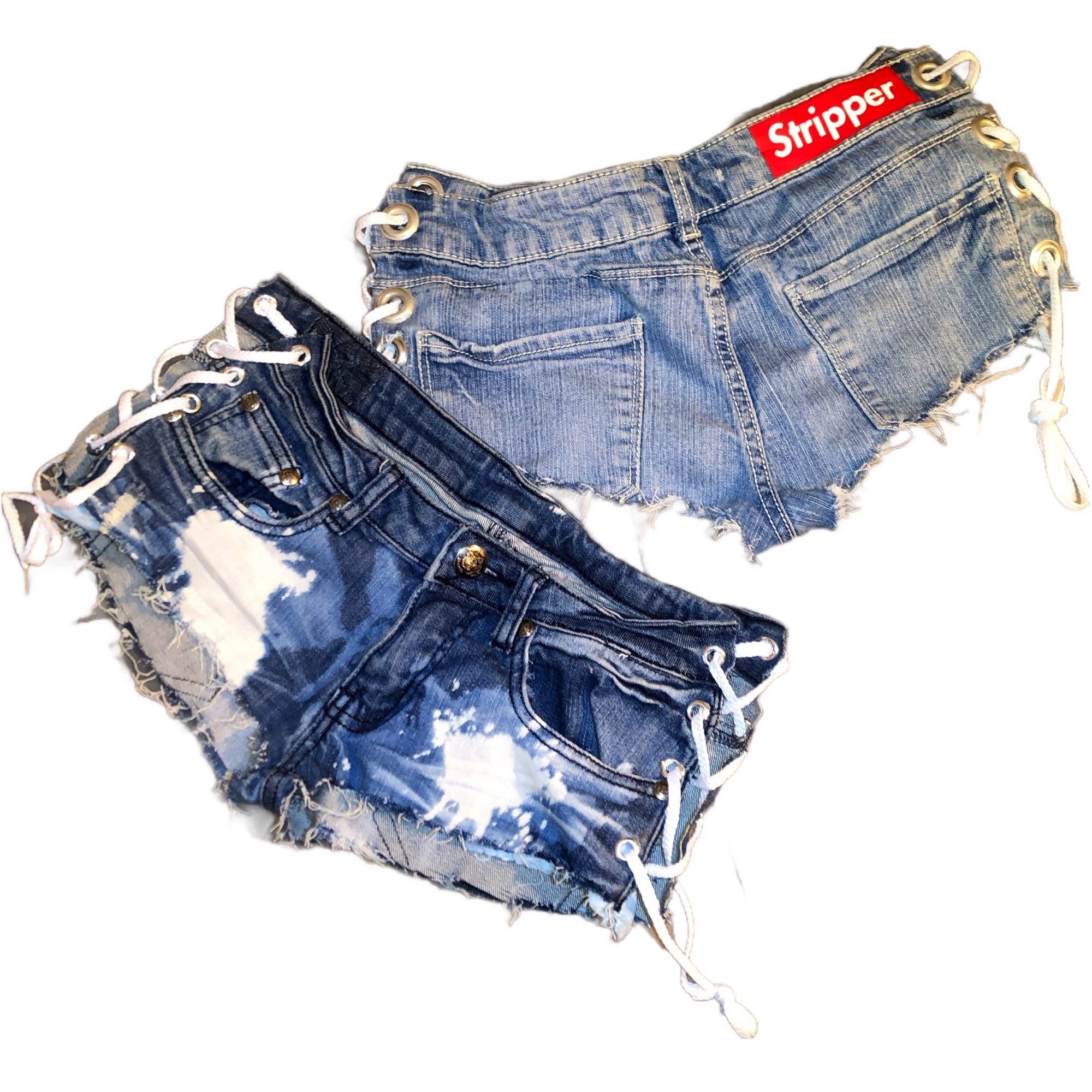 Lace up Denim Cut off Shorts: Distressed Frayed Hem Booty Shorts - Etsy