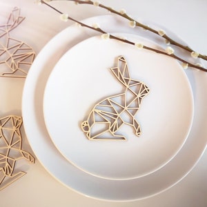 Set of 10 Wooden Geometric Bunnies | Easter Table Decor | Polygonal ...
