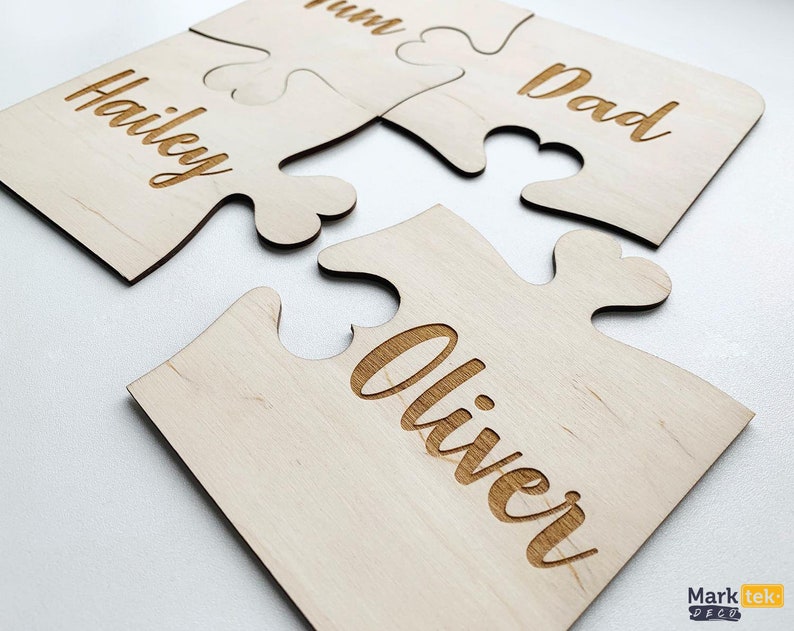 Personalized Puzzle Coasters - Laser Cut and Engraved Natural Wood ...