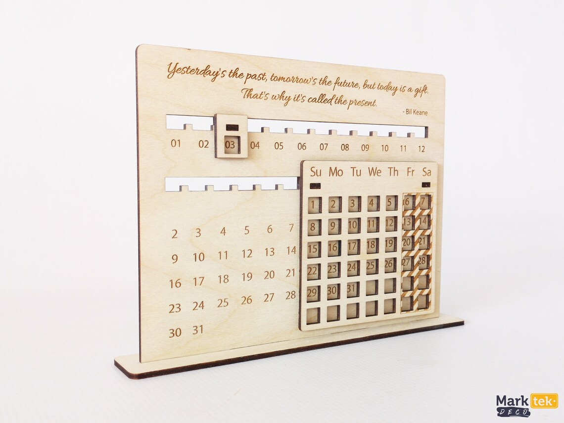 Custom Wooden Perpetual Desk Calendar. New Year Gift With | Etsy