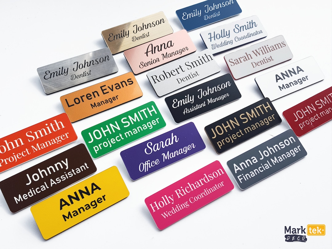 Personalized Plastic Name Badge With Pin or Magnet Attachment - Custom ...