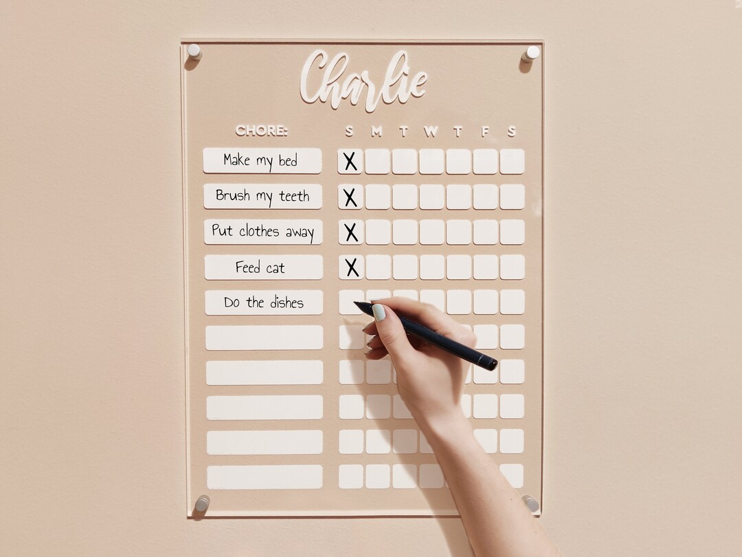 Clear Acrylic Chore Chore Chart for Kids | Personalized Chore Chart ...