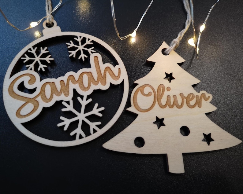 Personalized Christmas Tree Decorations Custom Wooden | Etsy