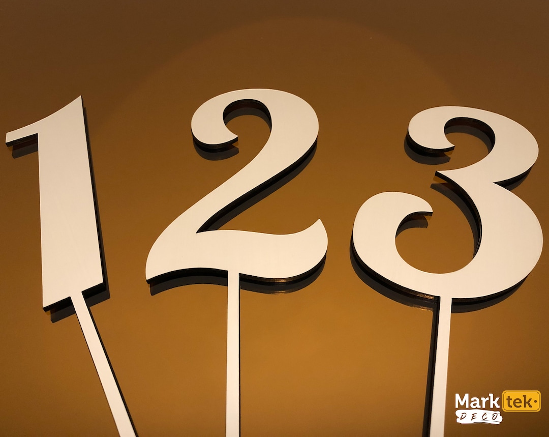 Double Sided Table Numbers From Plastic With Stick - Set of 5 or More ...