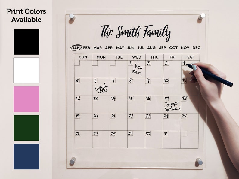 Personalized Acrylic Calendar Dry Erase 2020 Calendar | Etsy