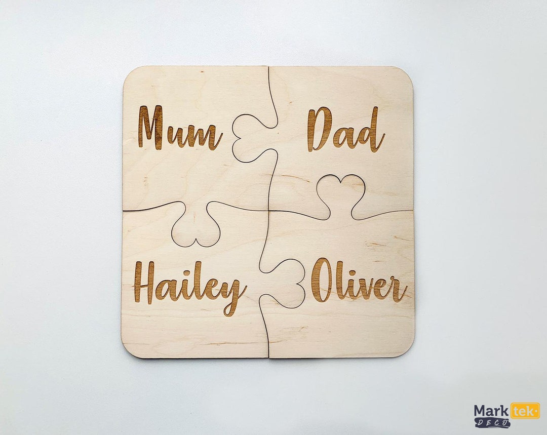 Personalized Puzzle Coasters - Laser Cut and Engraved Natural Wood ...