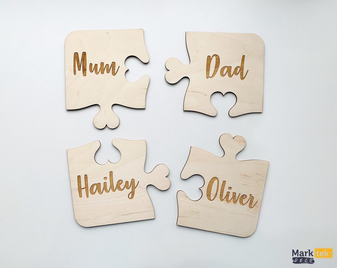 Personalized Puzzle Coasters - Laser Cut and Engraved Natural Wood ...