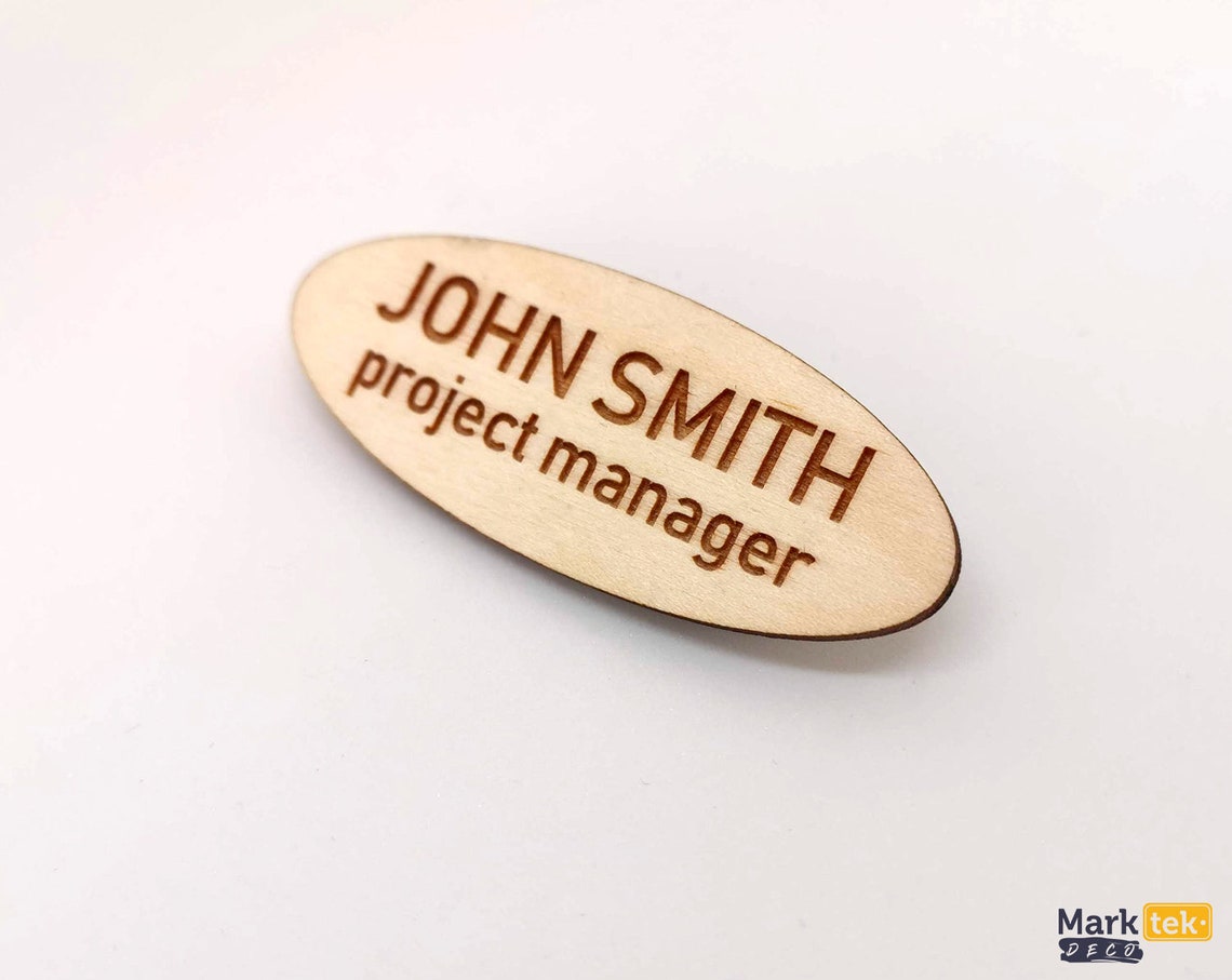 Personalized Wooden Name Badge With Pin or Magnet Attachment - Etsy UK