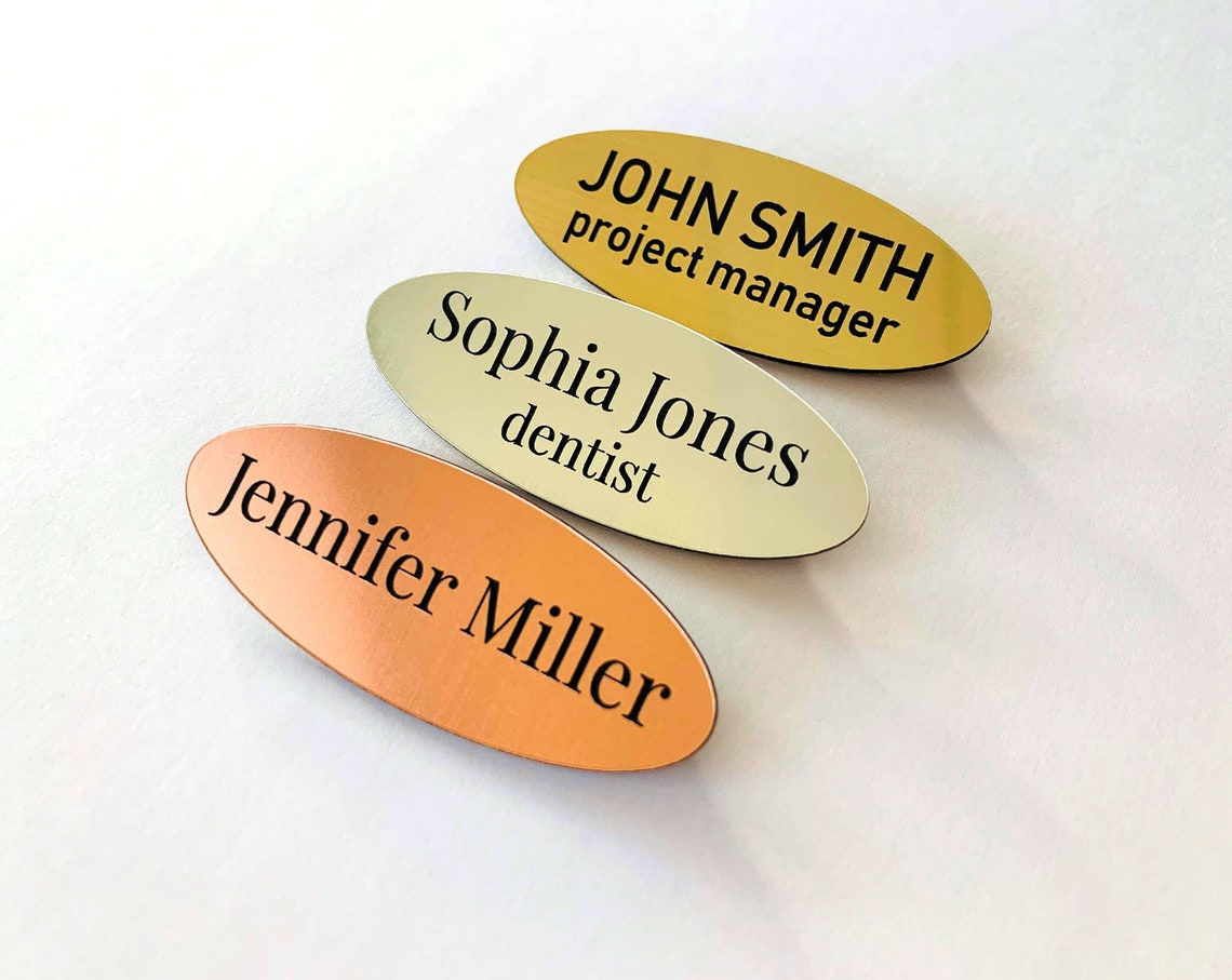 Personalized Plastic Name Badge With Pin or Magnet Attachment, Custom ...
