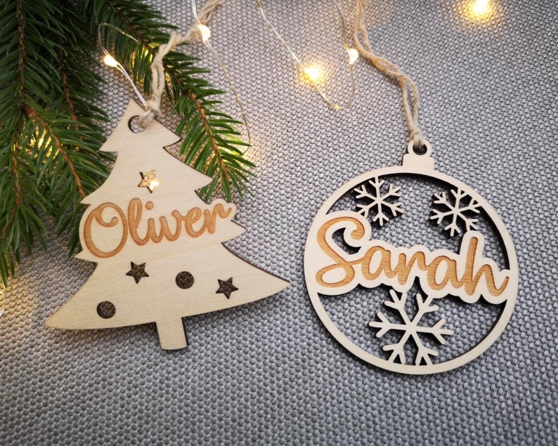 Personalized Christmas Tree Decorations Custom Wooden - Etsy