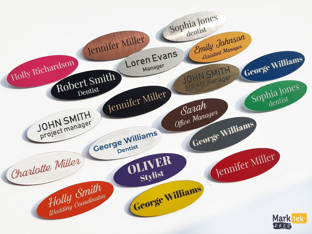 Personalized Plastic Name Badge With Pin or Magnet Attachment, Custom ...