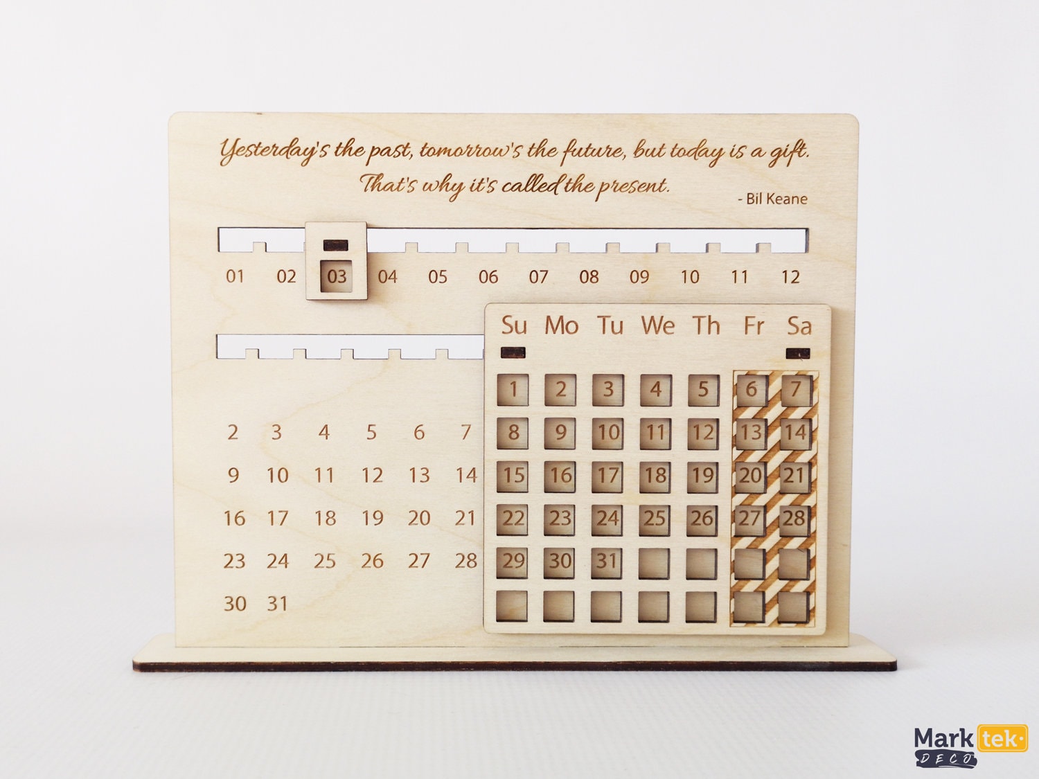 Custom Wooden Perpetual Desk Calendar. New Year Gift With Personalized ...