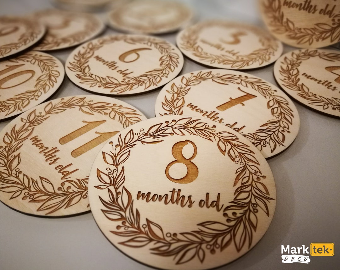 Baby Shower Gift for Newborn Child - Set of 12 Baby Milestone Plaques ...