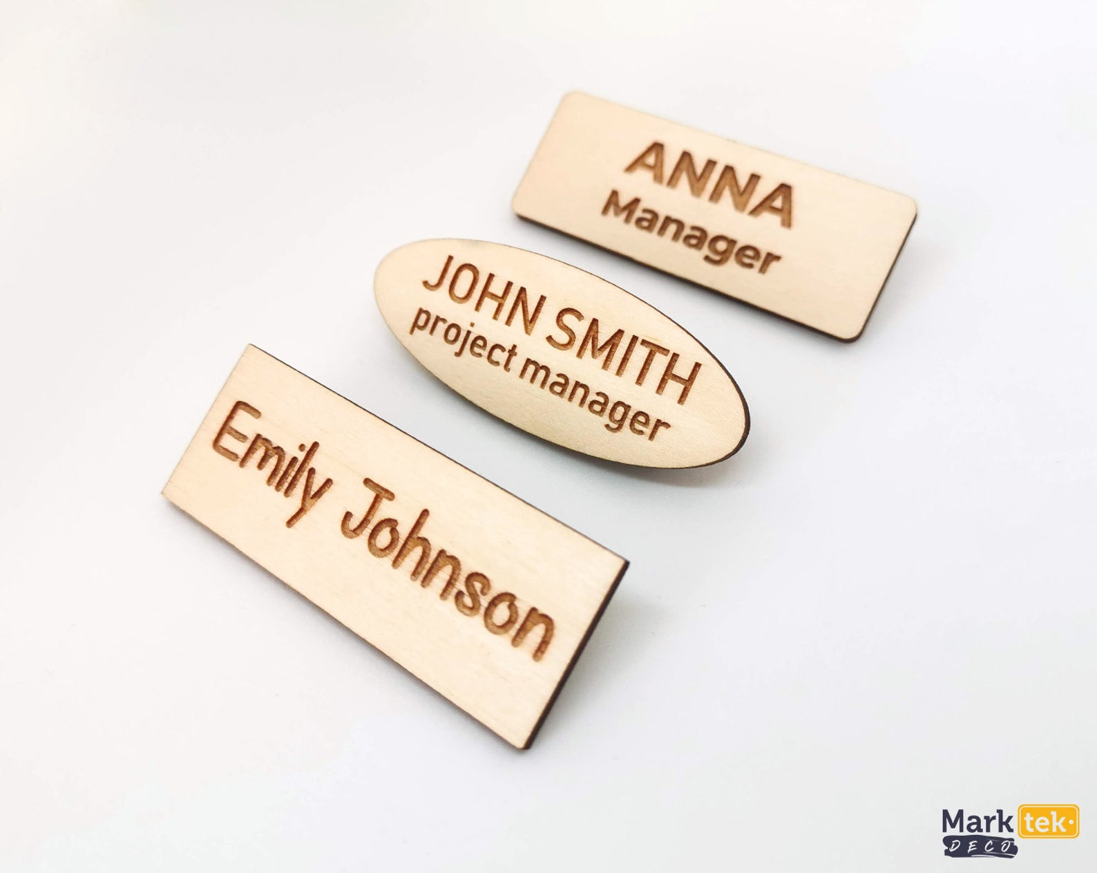 Personalized Wooden Name Badge With Pin or Magnet Attachment - Custom ...