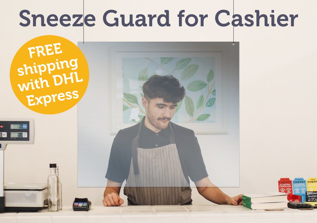 Hanging Sneeze Guard for Cashier Protection - Clear Acrylic Customer ...