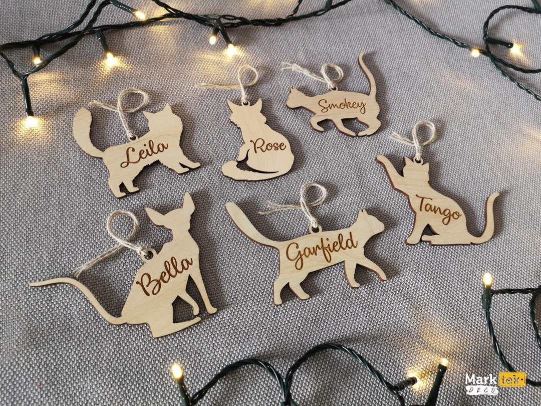 Personalized Cat Ornament, Cat Ornament Christmas, Christmas Tree ...