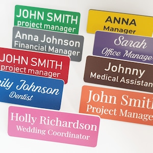 Personalized Plastic Name Badge With Pin or Magnet Attachment - Custom ...