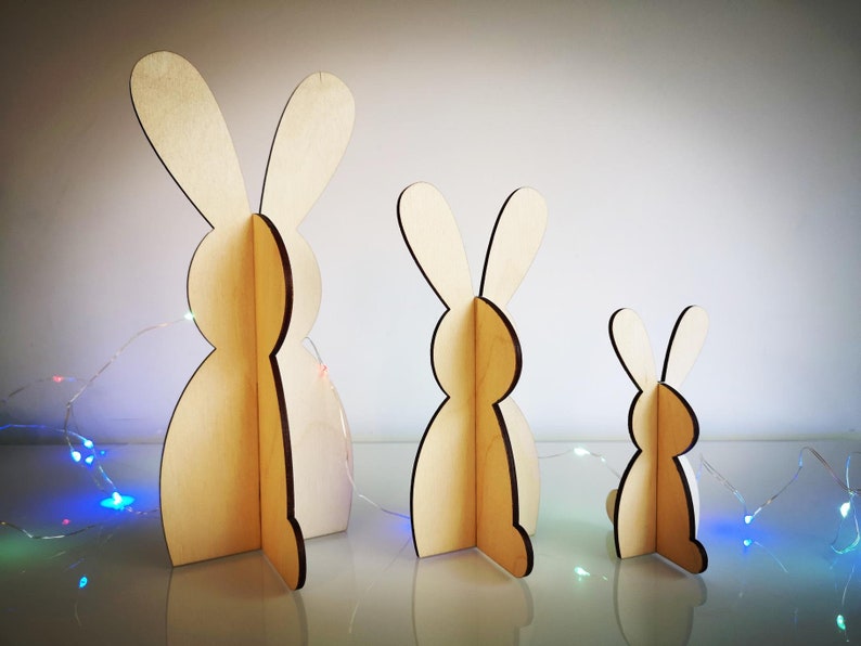 Set of 3 Wooden Easter Bunnies Easter Table Decor - Etsy